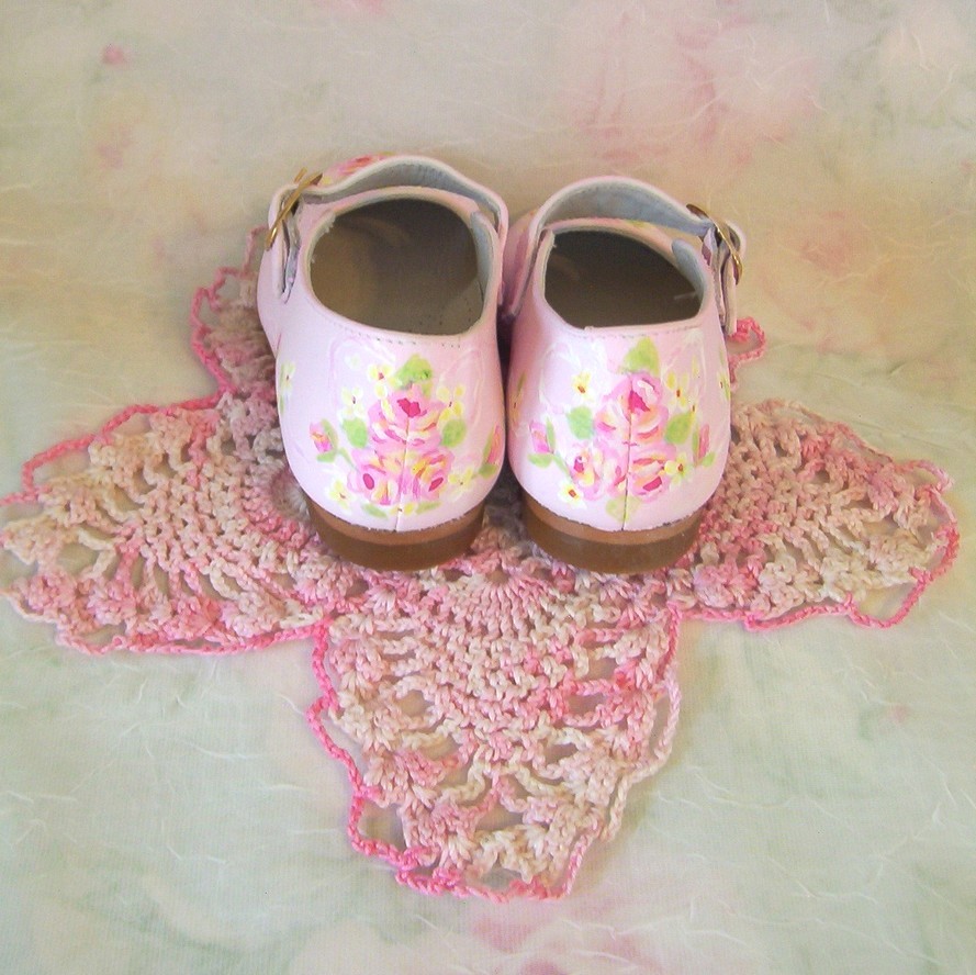 Toddler Shoes Maryjanes Pink Roses Size 7 Spring Wedding on Luulla